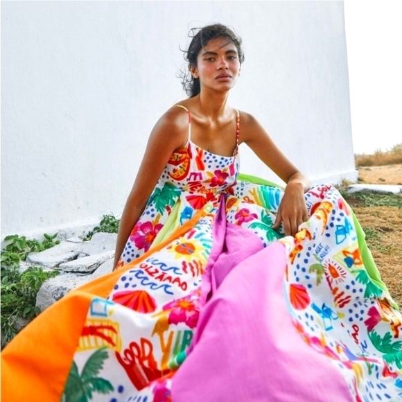 FARM Rio | Dresses | Farm Rio White Good Vibes Maxi Dress | Poshmark